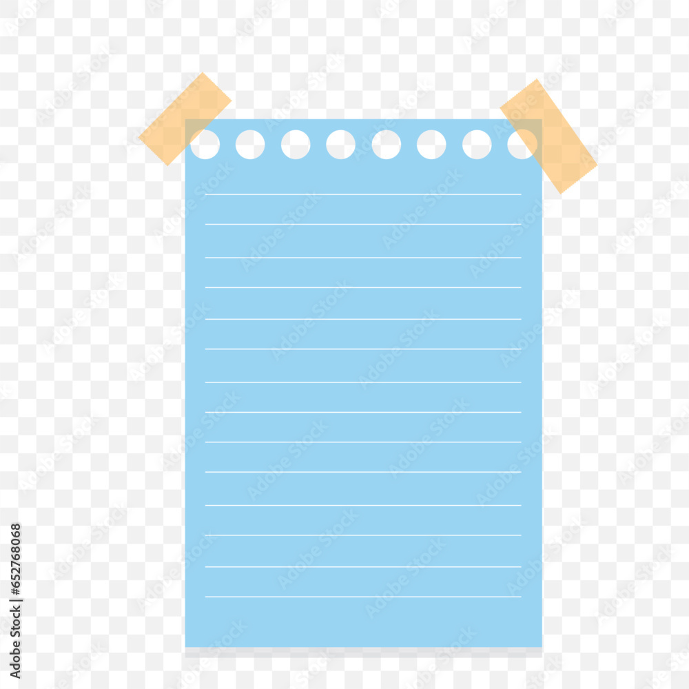 Vector illustration of a blue sticky note duct taped to transparent ...