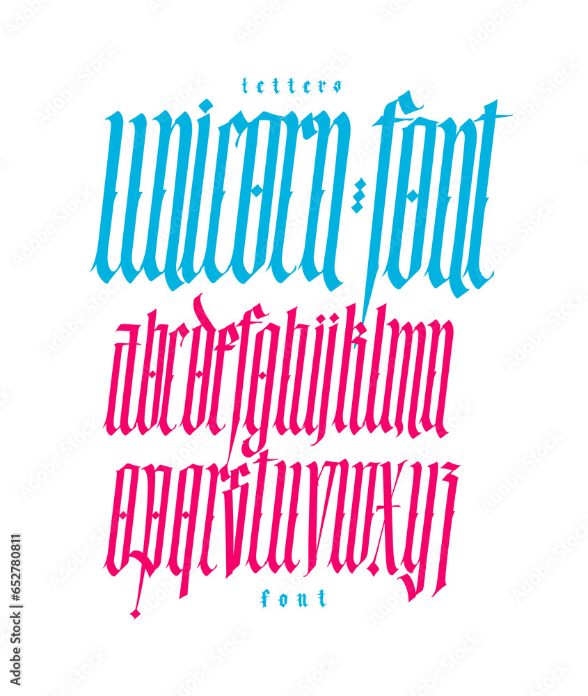 Gothic font from Latin letters. Vector. English alphabet. Medieval ...