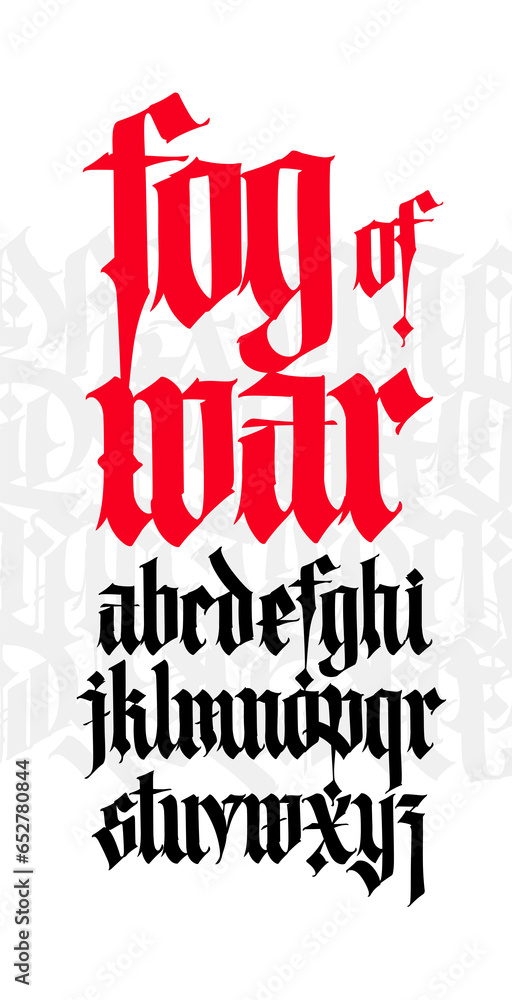 Gothic font from Latin letters. Vector. English alphabet. Medieval ...