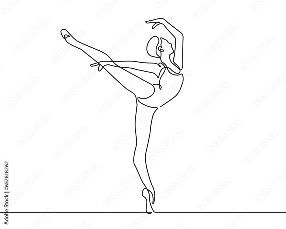 Female Silhouette Sport Pose One Line Drawing. Woman Dancer Abstract ...