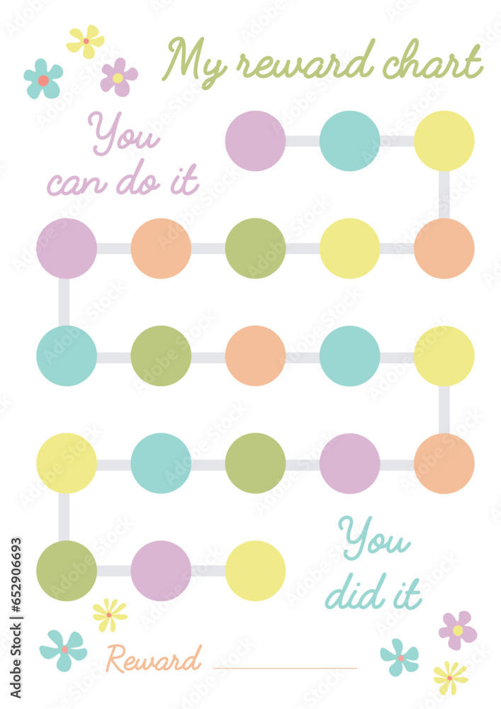 Stockvector Pastel reward chart. Printable chore chart for girl ...