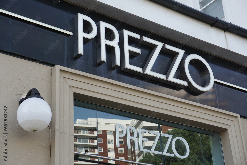 Bournemouth England 5 September 2023 - Prezzo logo sign of Italian ...