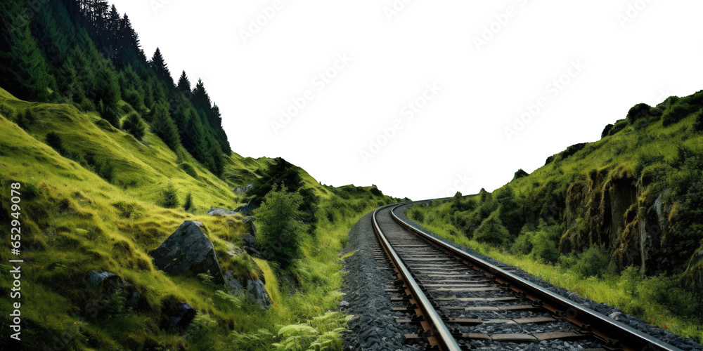 railway in the mountains. transparent background PNG. green mountain ...