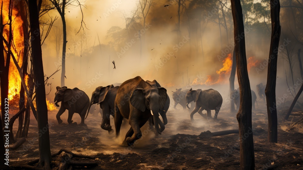 Animals Running Escaping To Save Their Lives from the burning forest ...