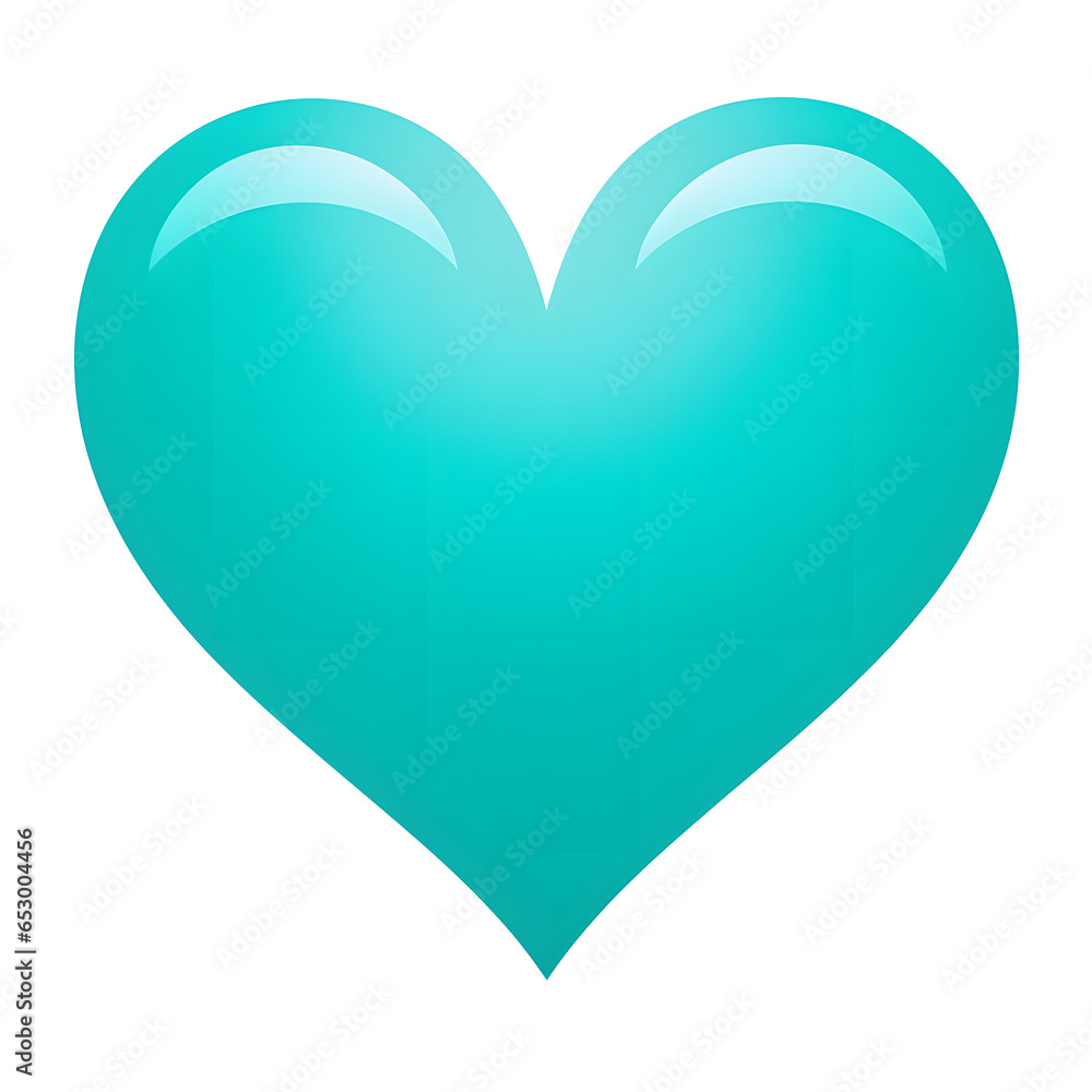cartoon clipart of heart in the color Turquoise, transparent background ...