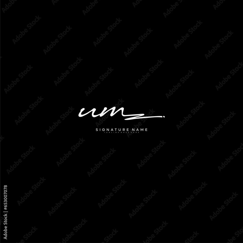 premium UM letter signature logo in handwriting art style monogram ...