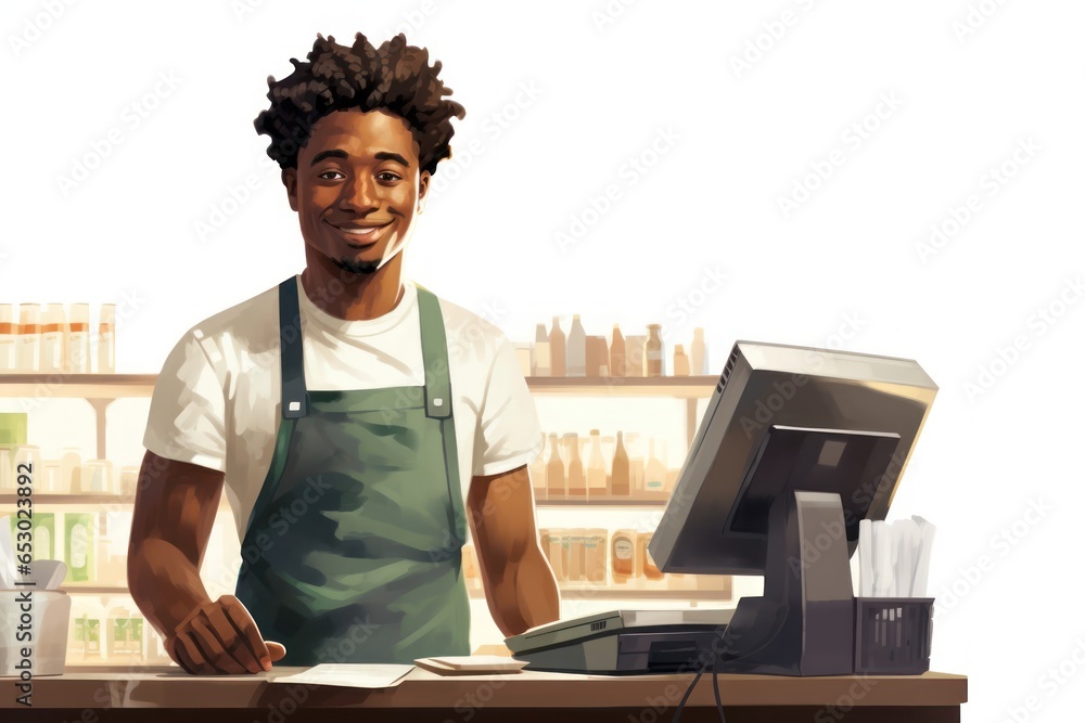Black Male Cashier Occupation Job Expertise Work Environment Background ...