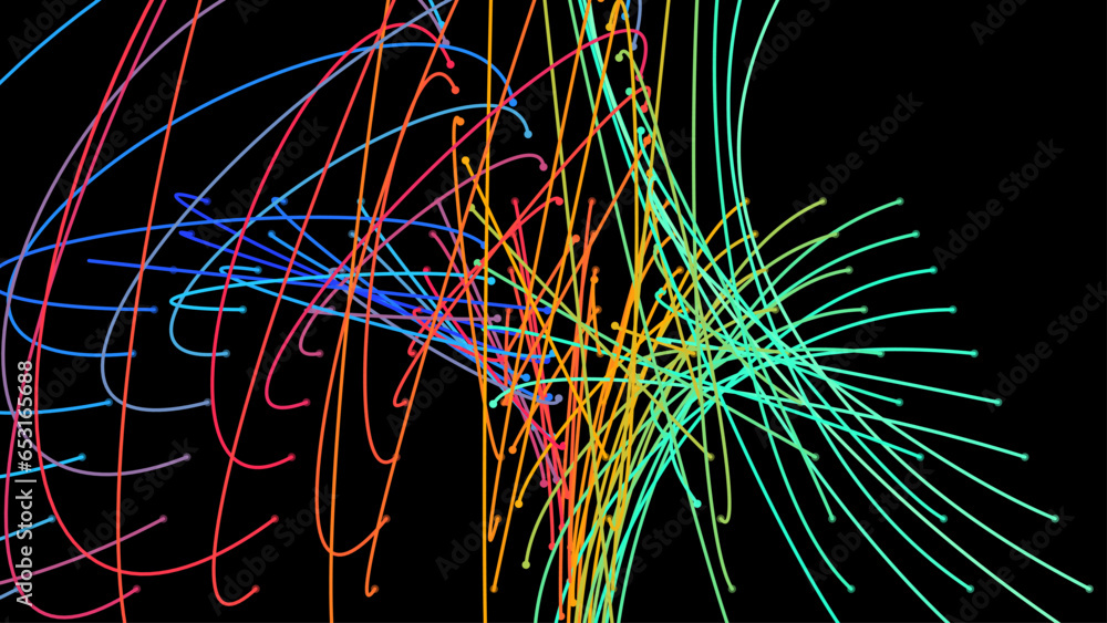 Crossing light beams. Energy flow Laser lines. Neon plexus knots ...