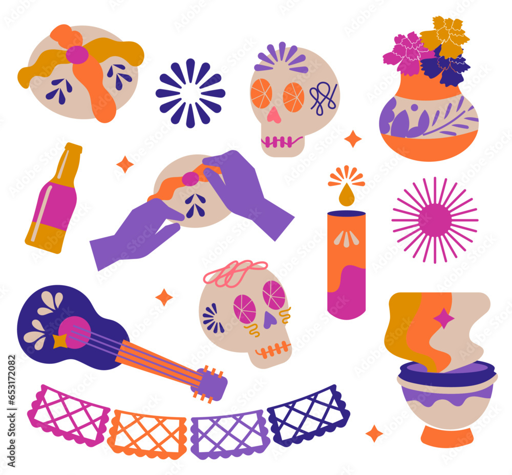 Día de Muertos, Día de Todos los Santos. Tradición mexicana. Estilo ...