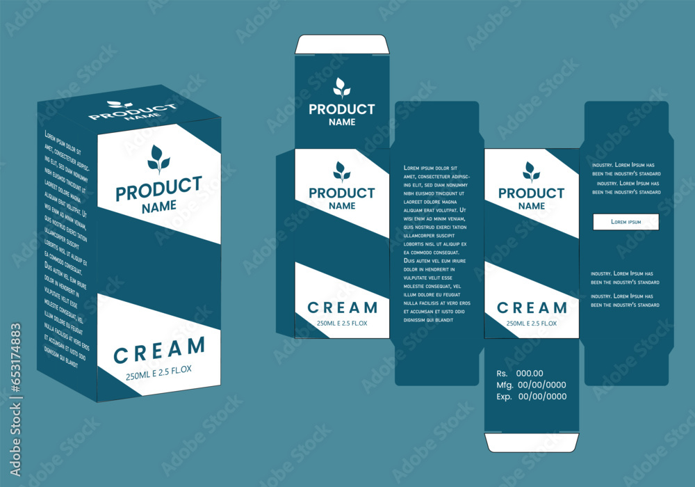 Supplements and Cosmetic box design, Package design template, box outline, Box Packaging design ...