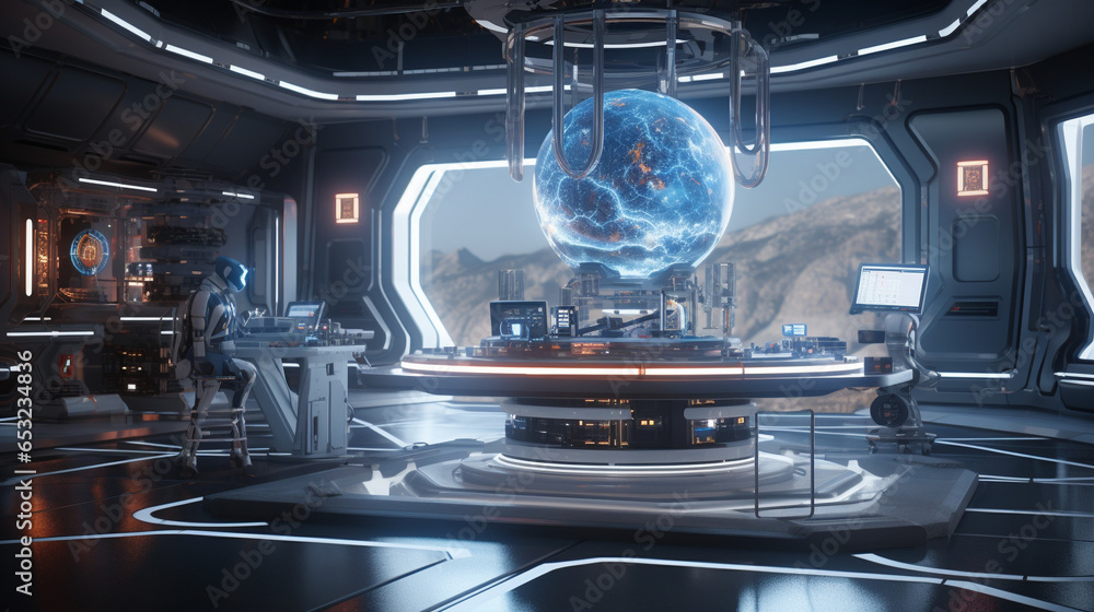 Planet Earth Analysis Hologram Space Exploration Lab Habitat Planet ...