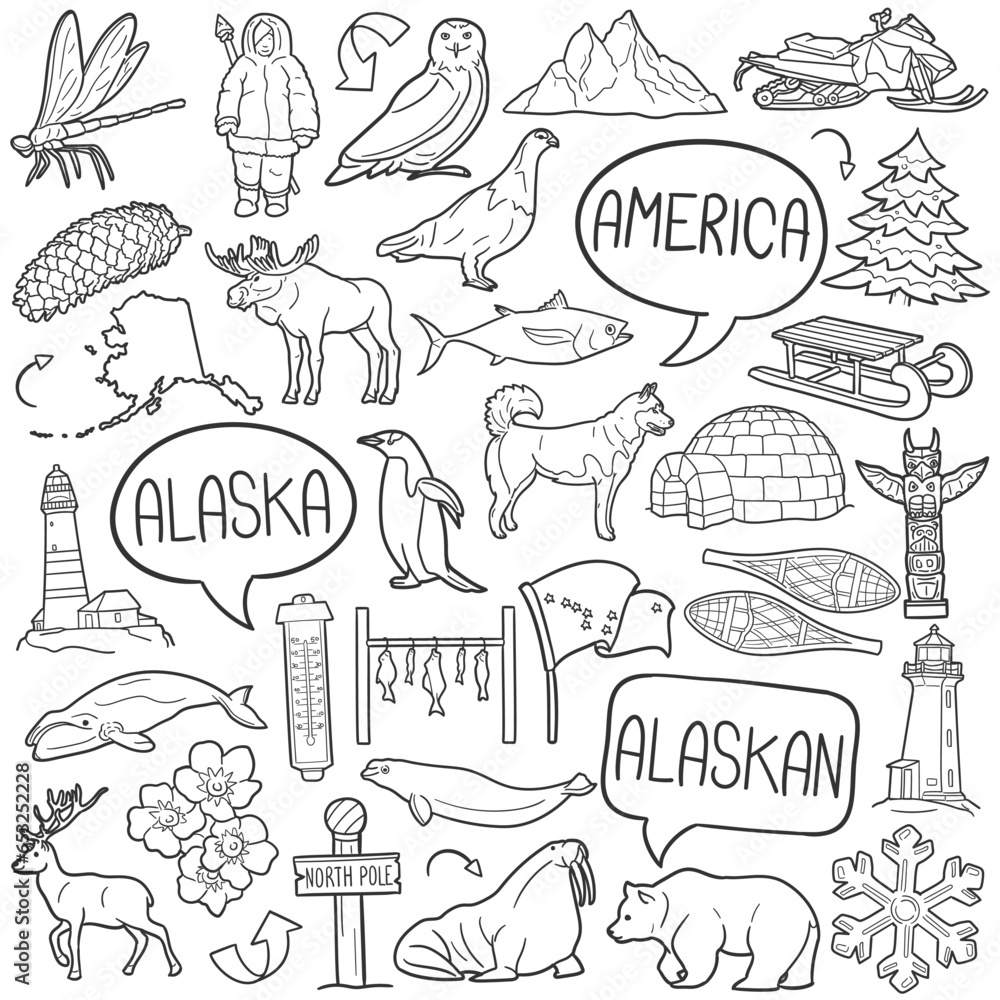 Alaska State Animal Drawing