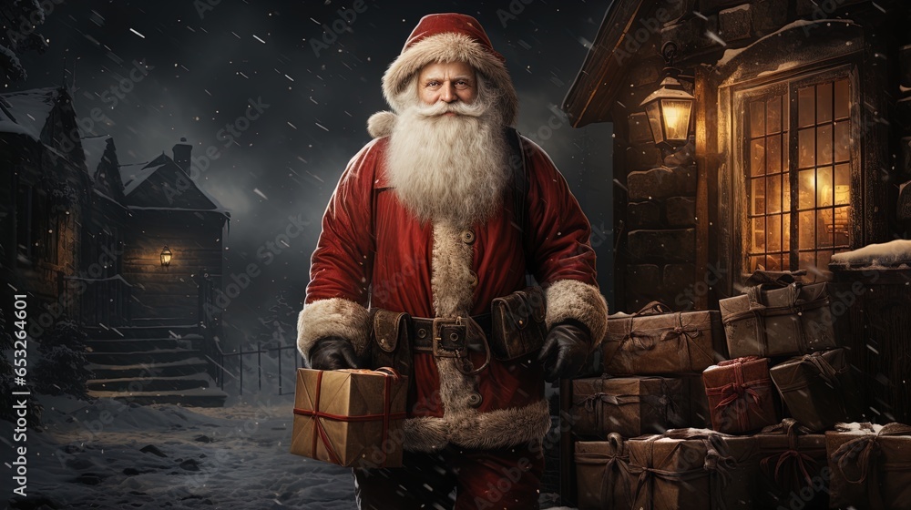 Witty Yuletide Wonders: Modern Christmas Postcard with Humorous Santa ...