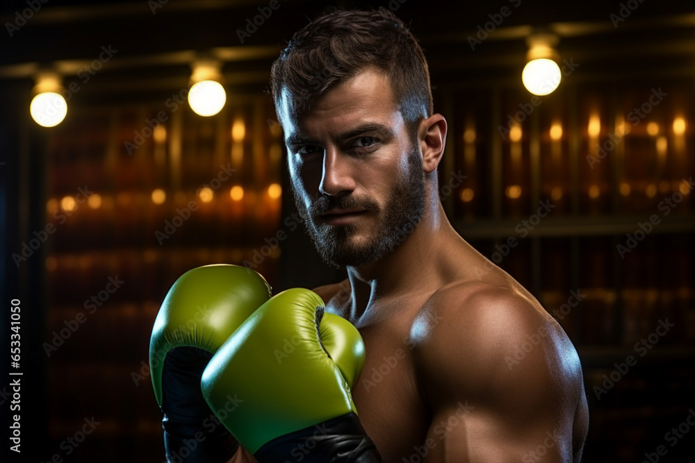 Generative AI photo of strong successful professional boxer fighting ...