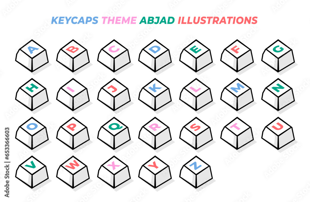 Mechanical Keyboard Switch Icon Design Illustration. Keyboard Keycaps ...