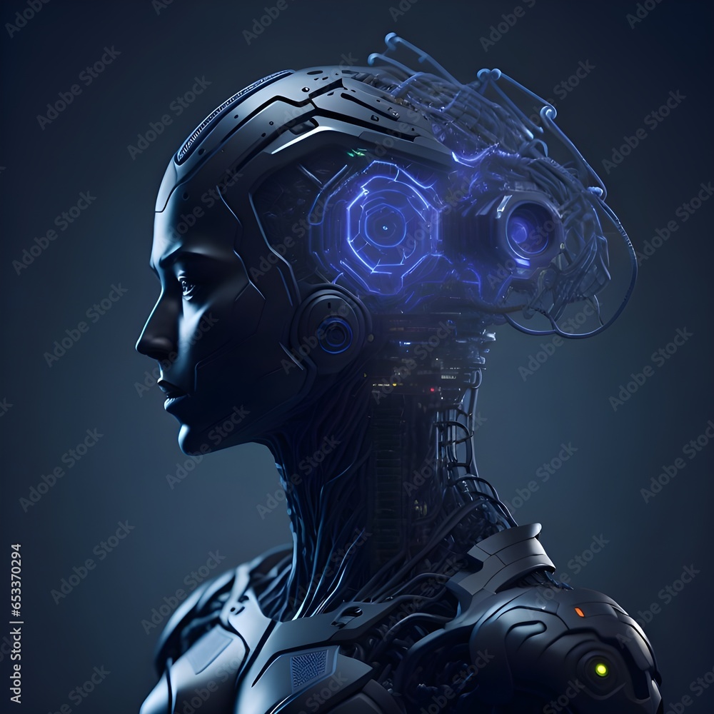 Inteligencia artificial representada de forma humanoide con ...