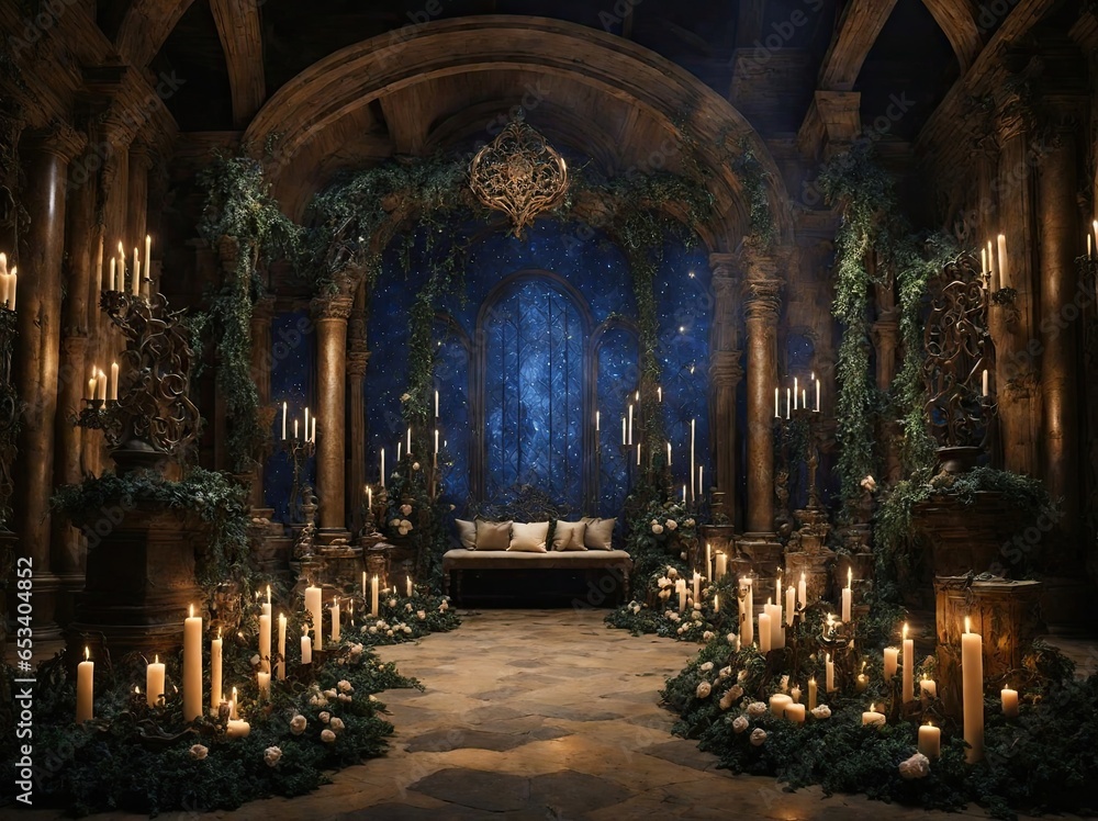 Stock-Illustration „Chapel wedding backdrop photography background ...