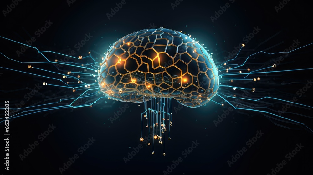 technology human brain artificial illustration network futuristic, idea ...