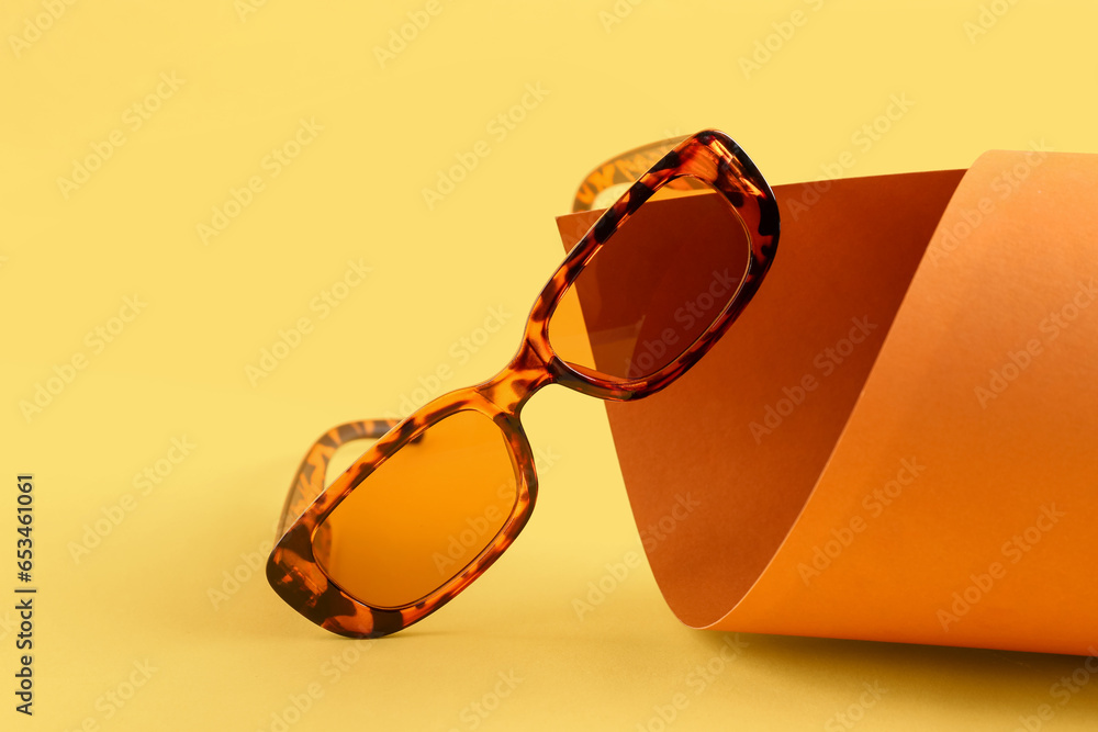 Stylish sunglasses on color background Stock Photo | Adobe Stock