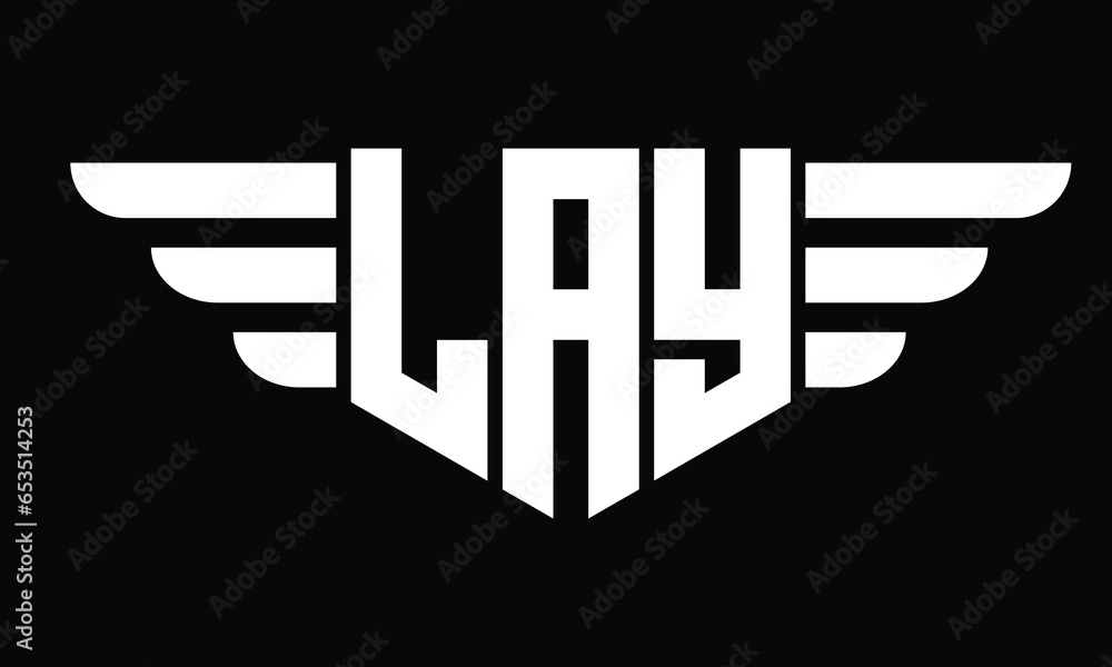 LAY three letter logo, creative wings shape logo design vector template ...