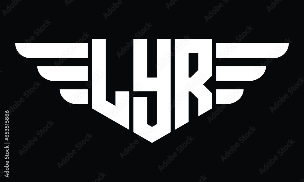 LYR three letter logo, creative wings shape logo design vector template ...