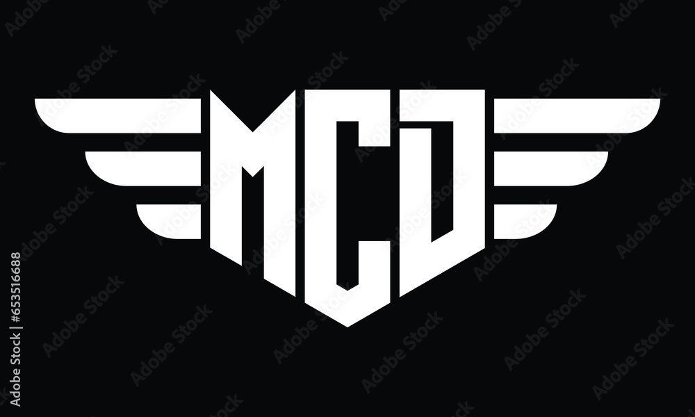 MCD three letter logo, creative wings shape logo design vector template ...
