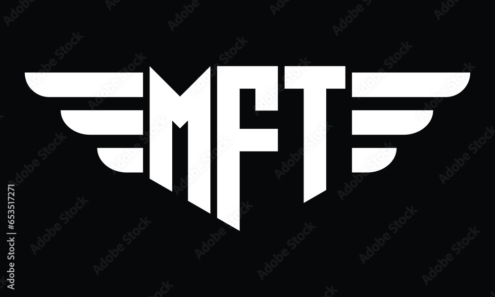 MFT three letter logo, creative wings shape logo design vector template ...