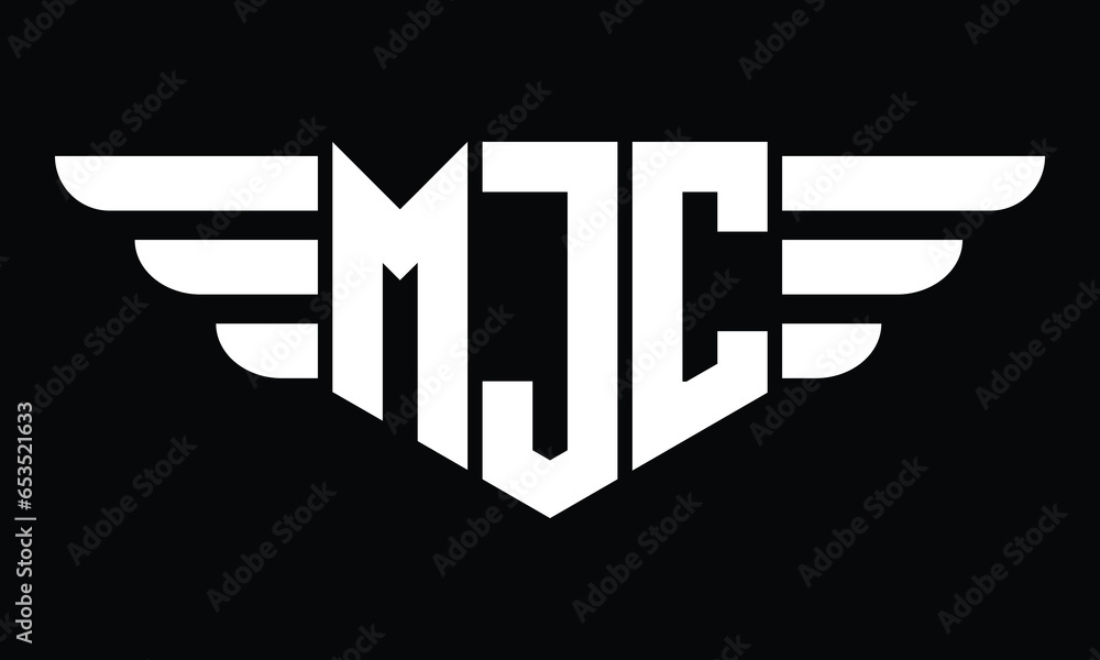 MJC three letter logo, creative wings shape logo design vector template ...