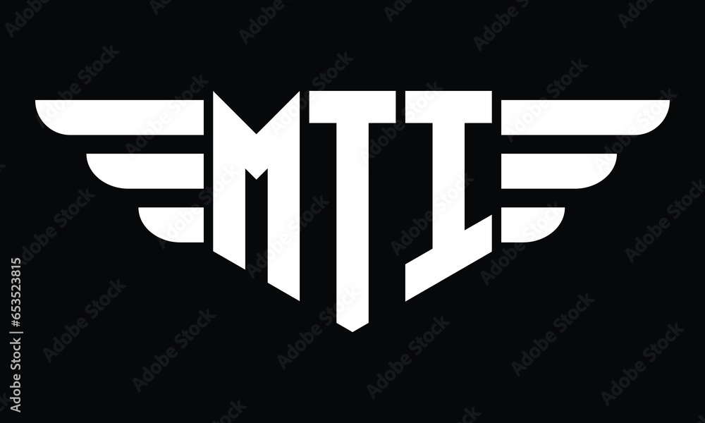 MTI three letter logo, creative wings shape logo design vector template ...