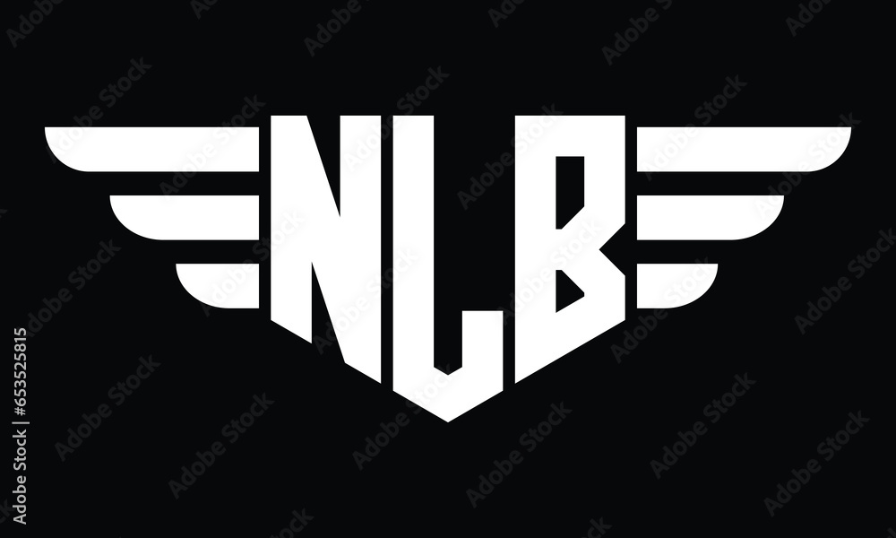 NLB three letter logo, creative wings shape logo design vector template ...