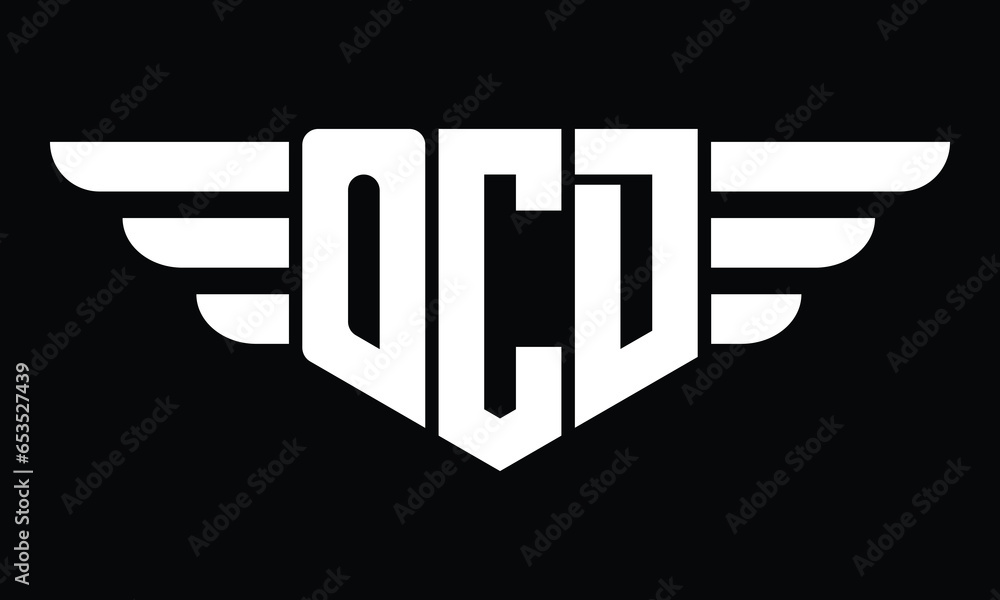 OCD three letter logo, creative wings shape logo design vector template ...