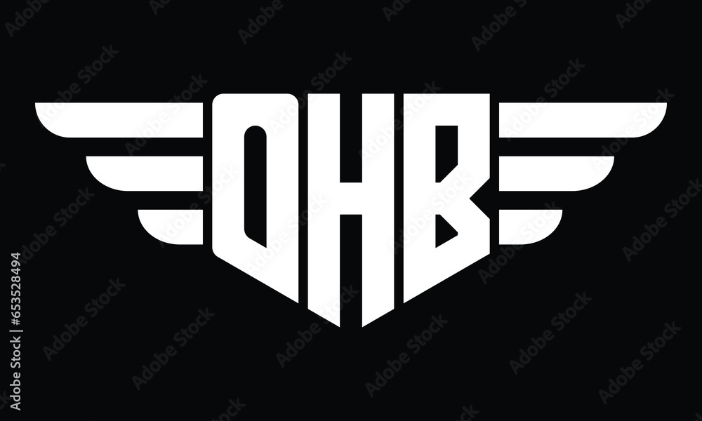 OHB three letter logo, creative wings shape logo design vector template ...