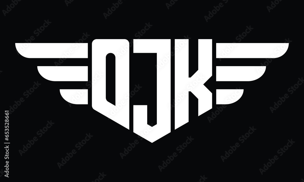 OJK three letter logo, creative wings shape logo design vector template ...