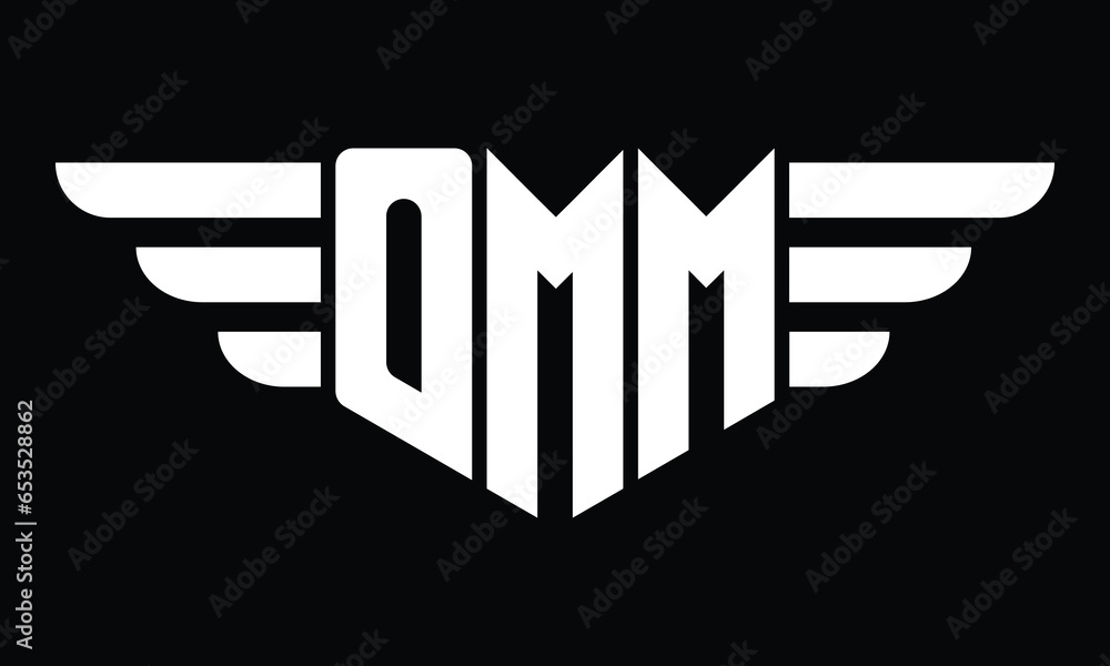 OMM three letter logo, creative wings shape logo design vector template ...