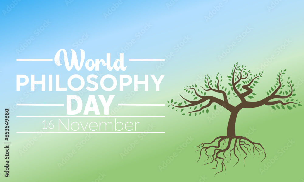 World Philosophy Day Vector Banner with Thinker and Philosophical ...
