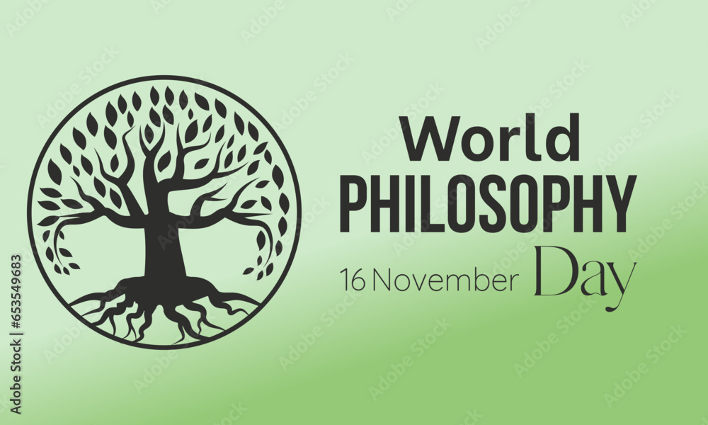 World Philosophy Day Vector Banner with Thinker and Philosophical ...