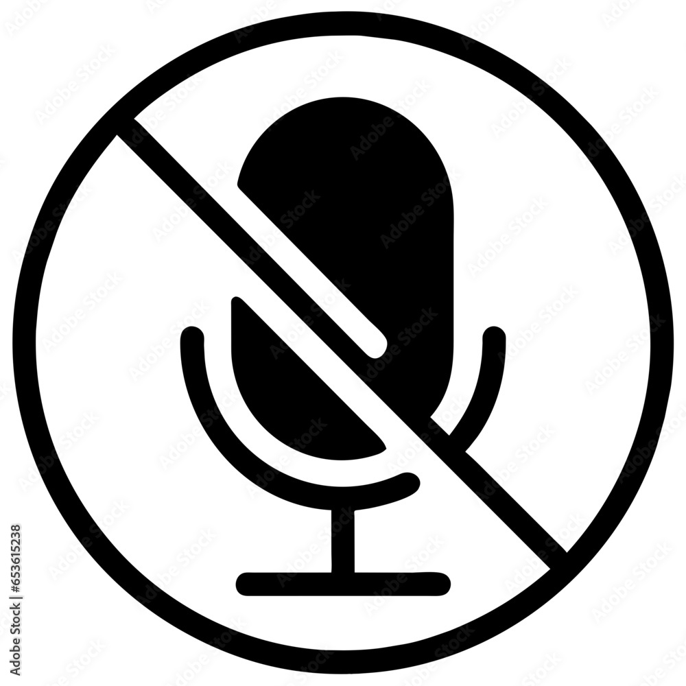 Silent mode. Microphone muted symbol. Sound off. Mic icon. No recording ...