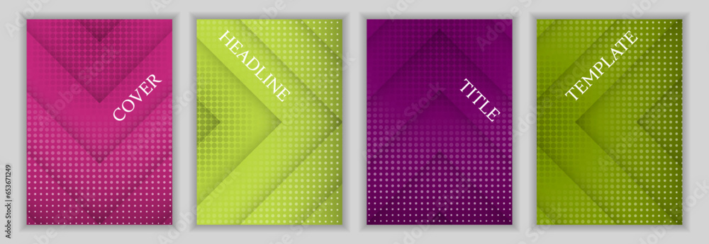 Dotted texture and arrow direction background business cover page ...