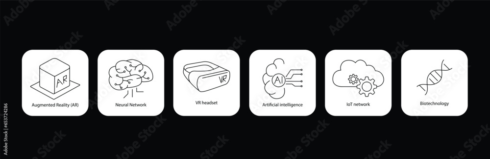 Advanced Technology Vector Icon: Augmented Reality, Neural Network, VR ...