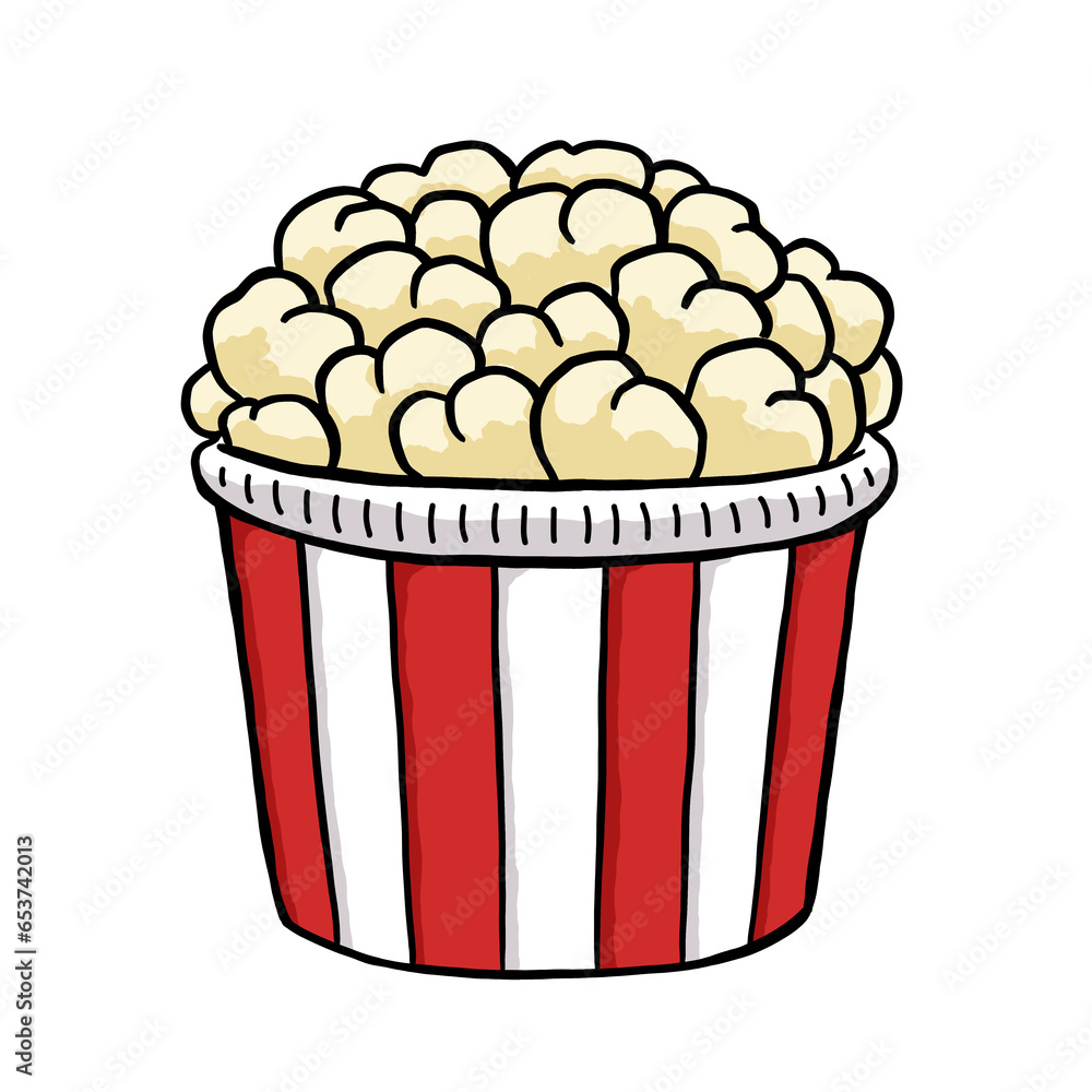 Popcorn Bucket Box Cartoon Illustration Isolated On White Background ...