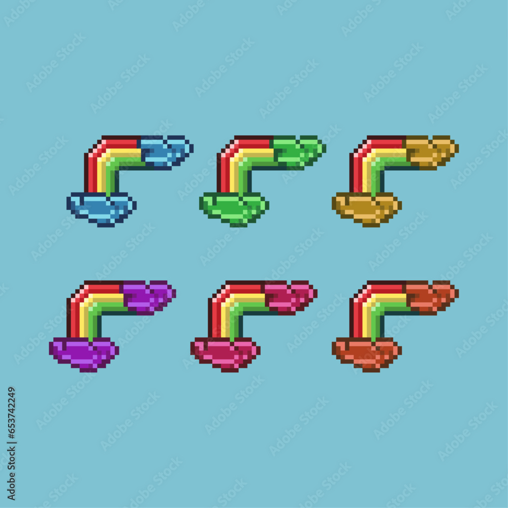 Image vectorielle Stock Pixel art sets of rainbow with variation color item asset simple bits of ...