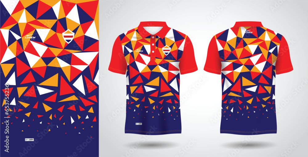 blue red and yellow polo sport shirt sublimation jersey template Stock ...