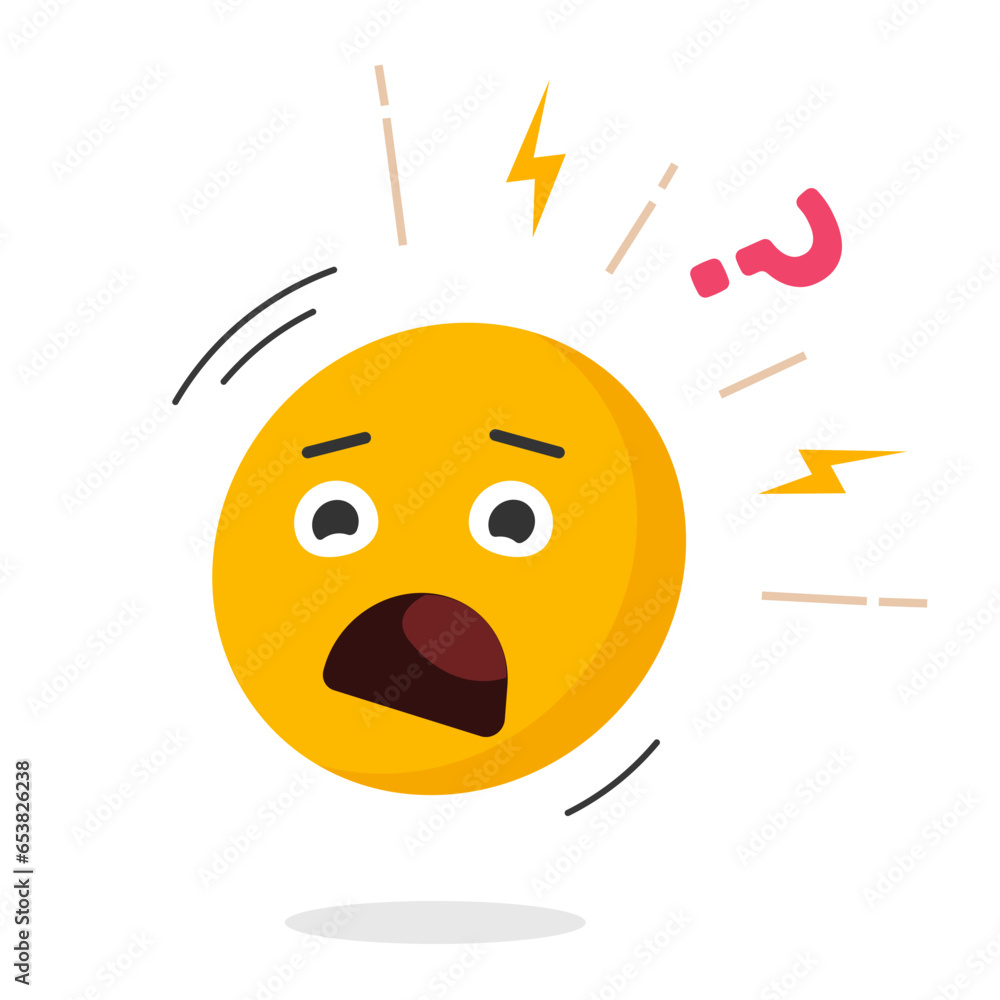 Face scared fear icon smile emoticon vector graphic, shock panic pain ...