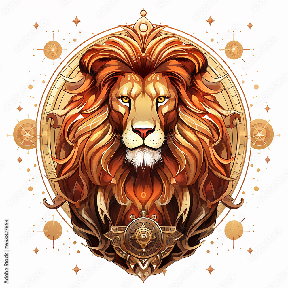 Astrology leo lion clipart on white background created with Generative ...
