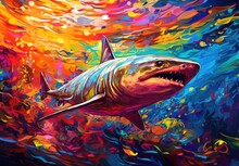 Colorful Watercolor Shark Art Print Free Stock Photo - Public Domain ...