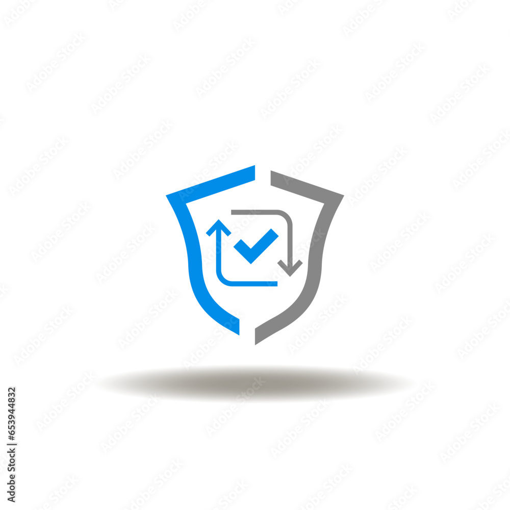 Vector illustration of shield and cycle arrows with check mark. Icon of ...