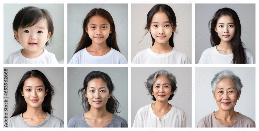 collage of southeast asian racial female portraits of different ages ...