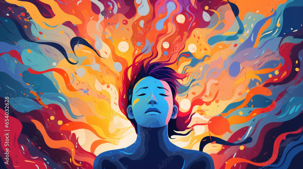 An animated character suffering from PTSD is shown experiencing a vivid ...