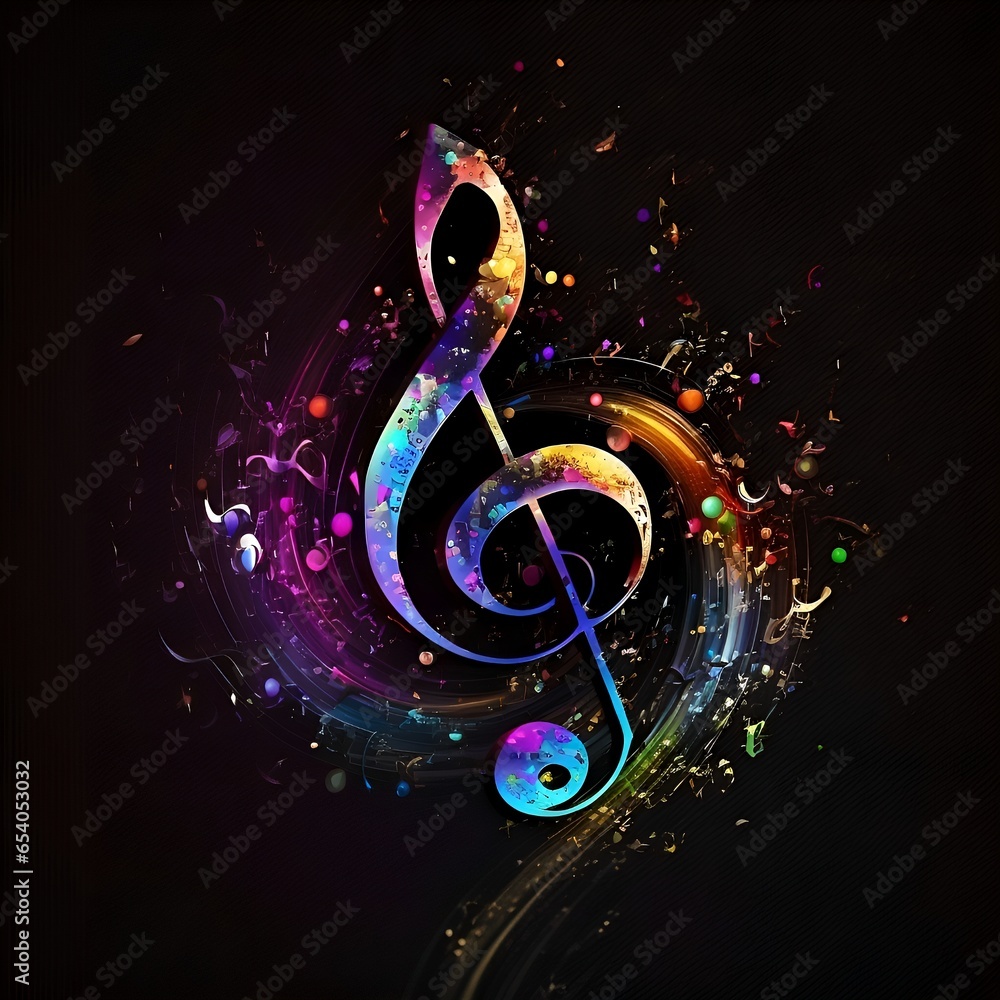 Rainbow Treble Clef on Black Background Stock Photo | Adobe Stock