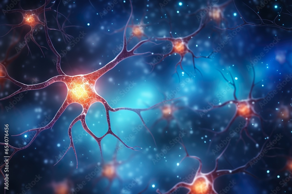 Neuron cells neural network under microscope neuro research science ...